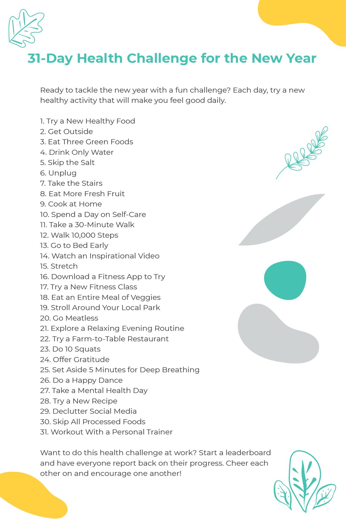 A 31-Day Health Challenge to Kick Off Your New Year Right