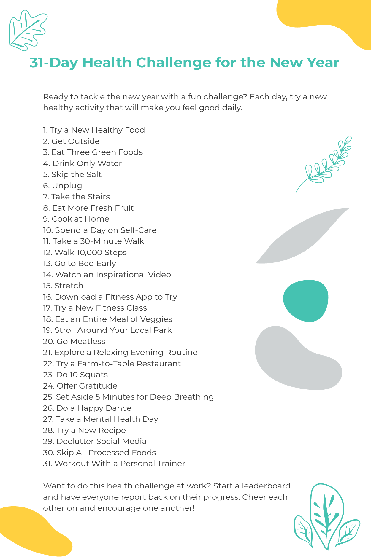 A 31-Day Health Challenge to Kick Off Your New Year Right